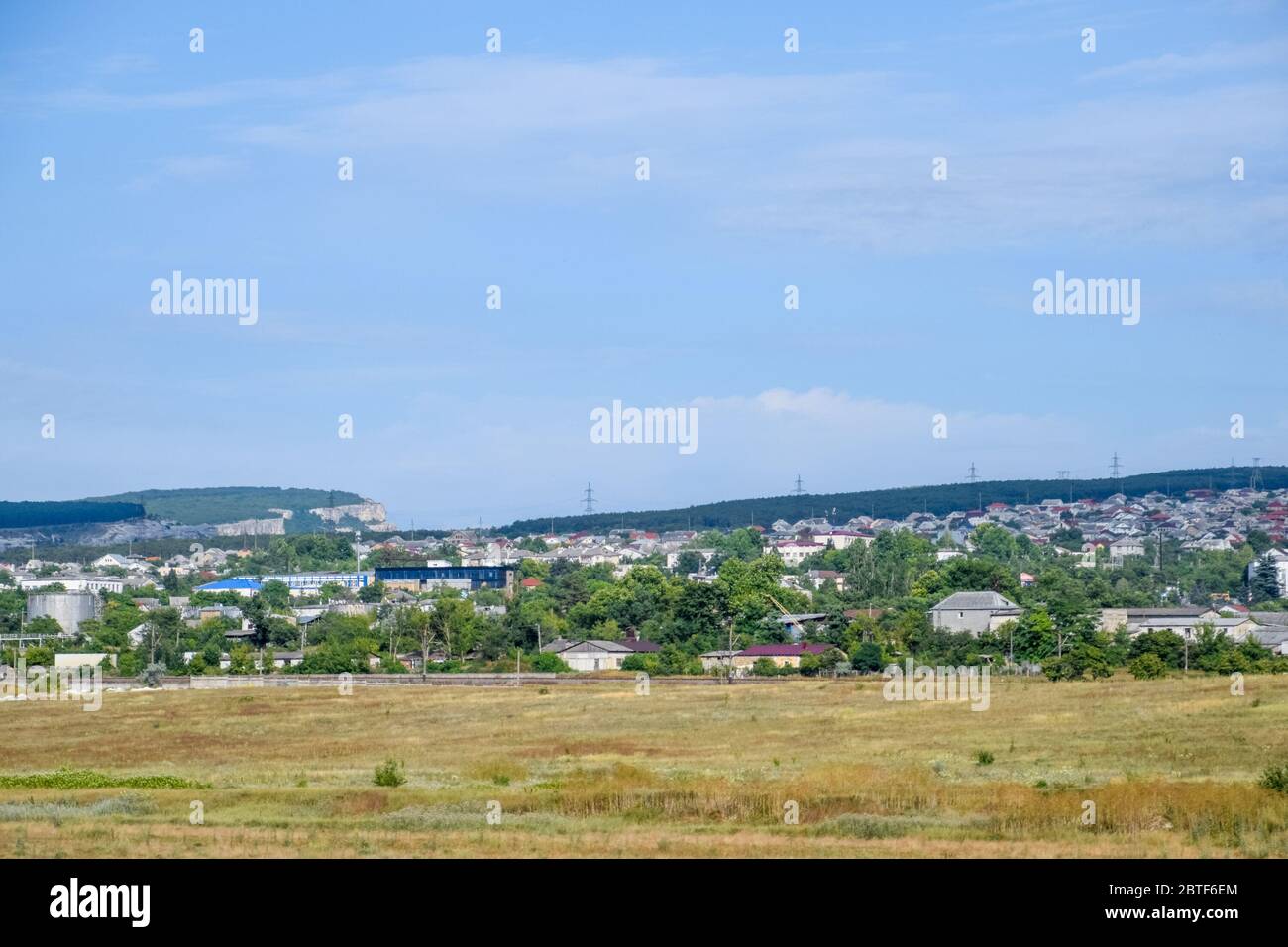 Crimean landscapes, driving on the roads of Crimea. Suburbs and ...