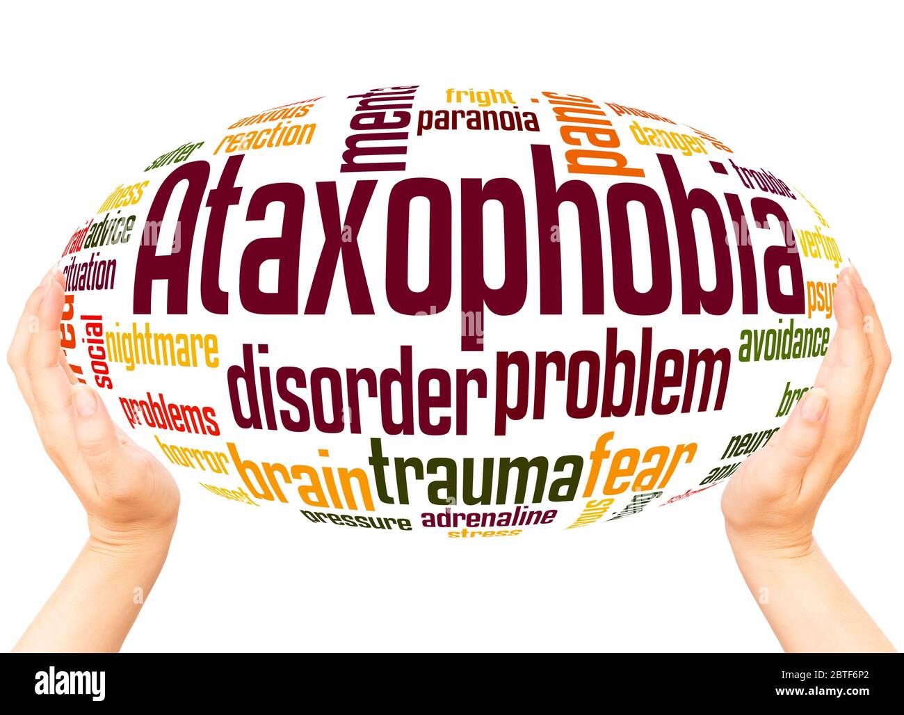 Ataxophobia fear of disorder or untidiness word hand sphere cloud ...