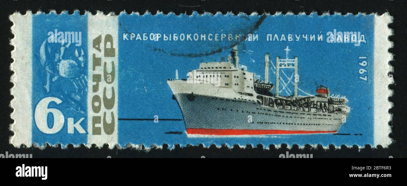 RUSSIA - CIRCA 1967: stamp printed by Russia, shows Trawler Fish ...