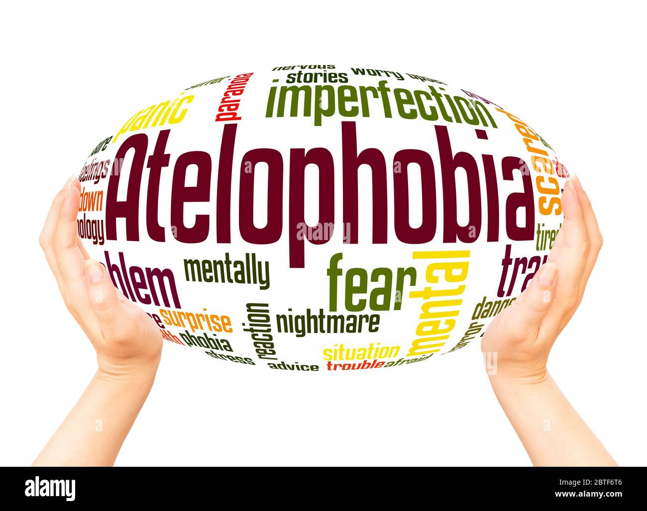 Atelophobia fear of imperfection word hand sphere cloud concept on ...