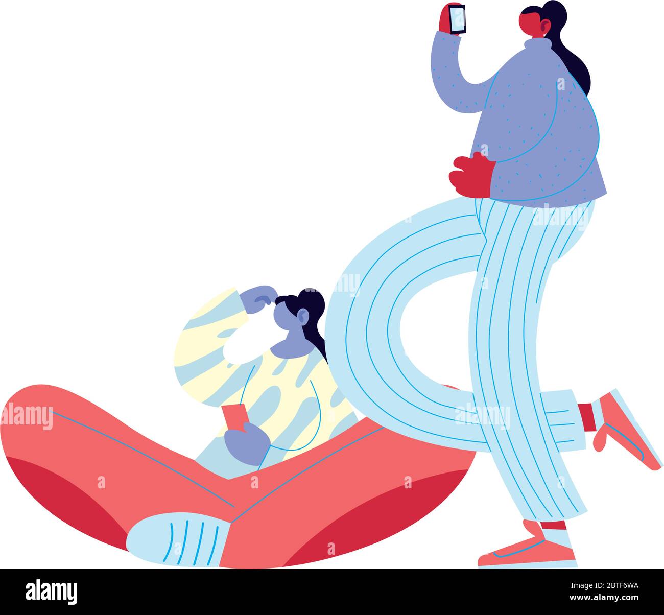 Women cartoons with smartphones chatting design, Message chat and ...