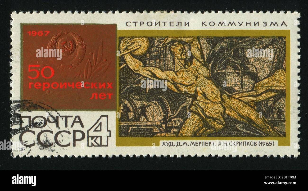 RUSSIA - CIRCA 1967: stamp printed by Russia, shows Builders of ...