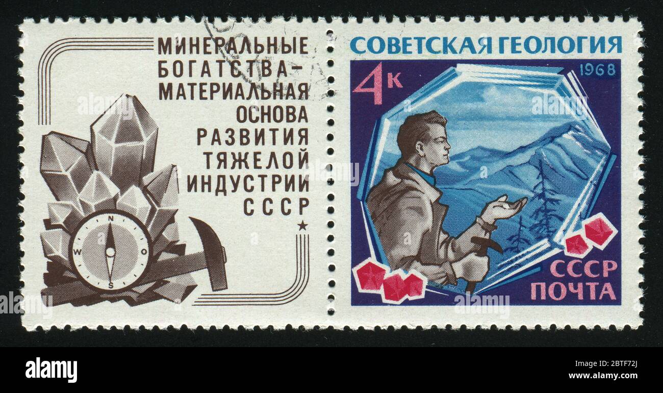 RUSSIA - CIRCA 1968: stamp printed by Russia, shows Prospecting ...