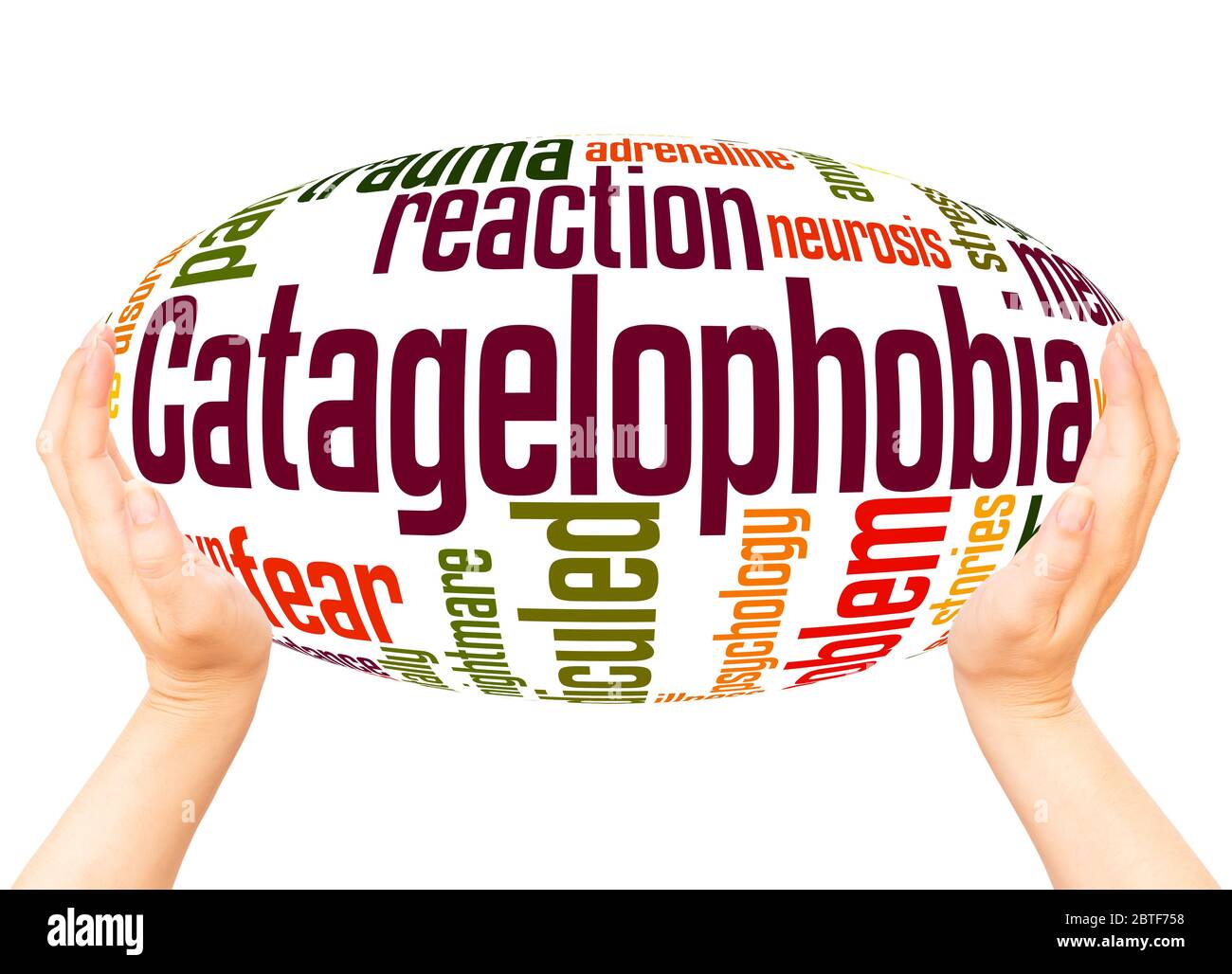Catagelophobia fear of being ridiculed word hand sphere cloud concept ...