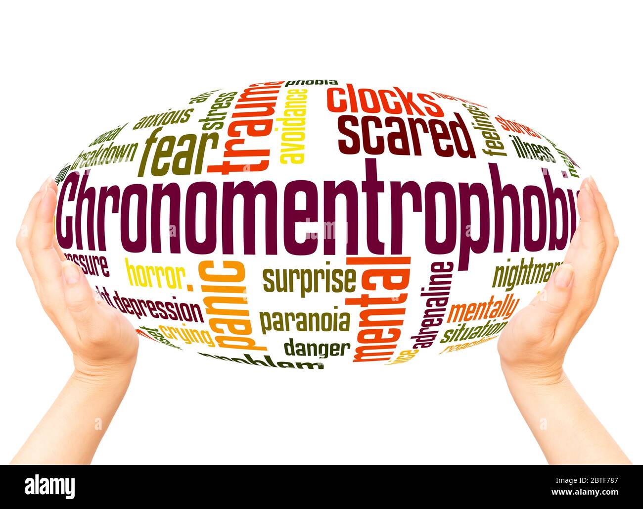 Chronomentrophobia fear of clocks word hand sphere cloud concept on ...