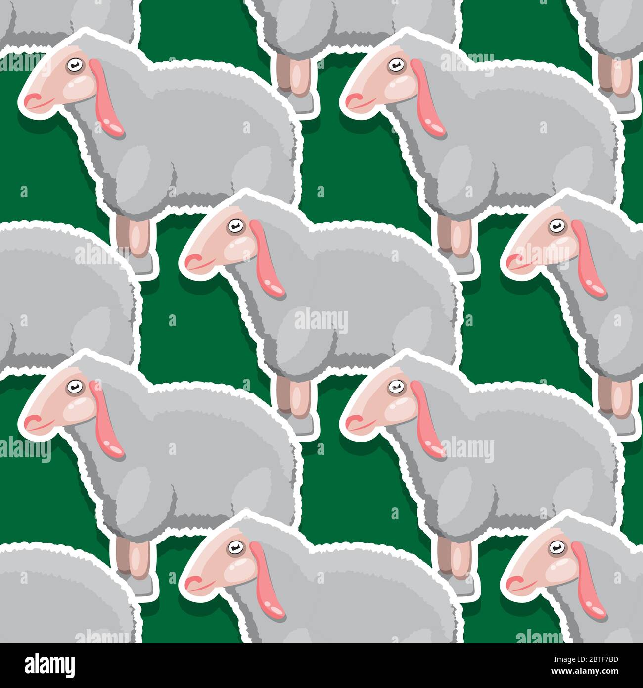 seamless sheep pattern on a green background. Vector image Stock Vector ...
