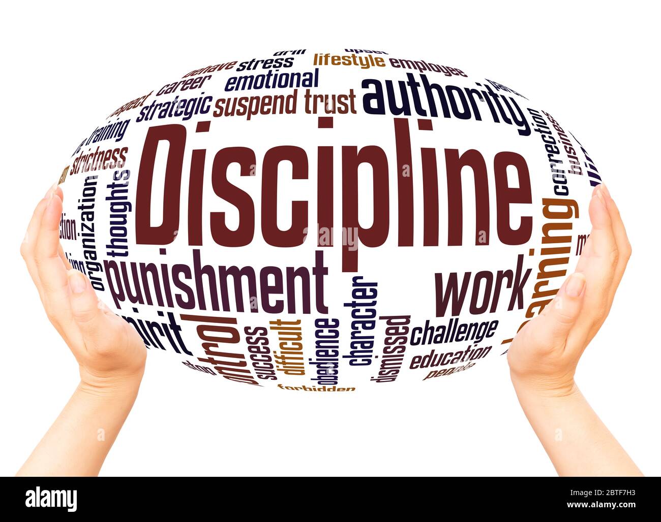 Discipline word hand sphere cloud concept on white background Stock ...