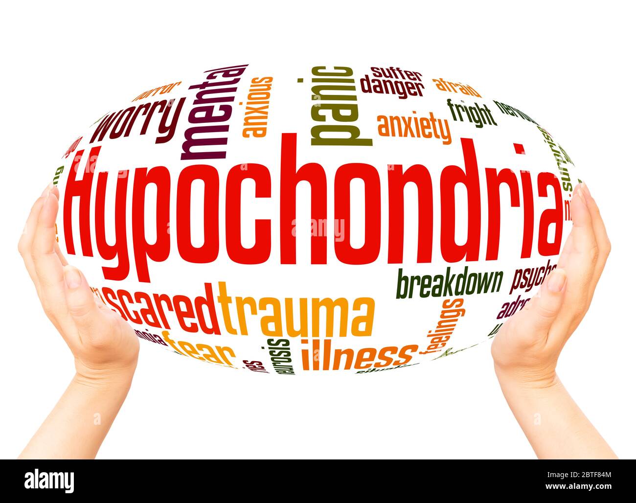 Hypochondria fear of illness word hand sphere cloud concept on white ...