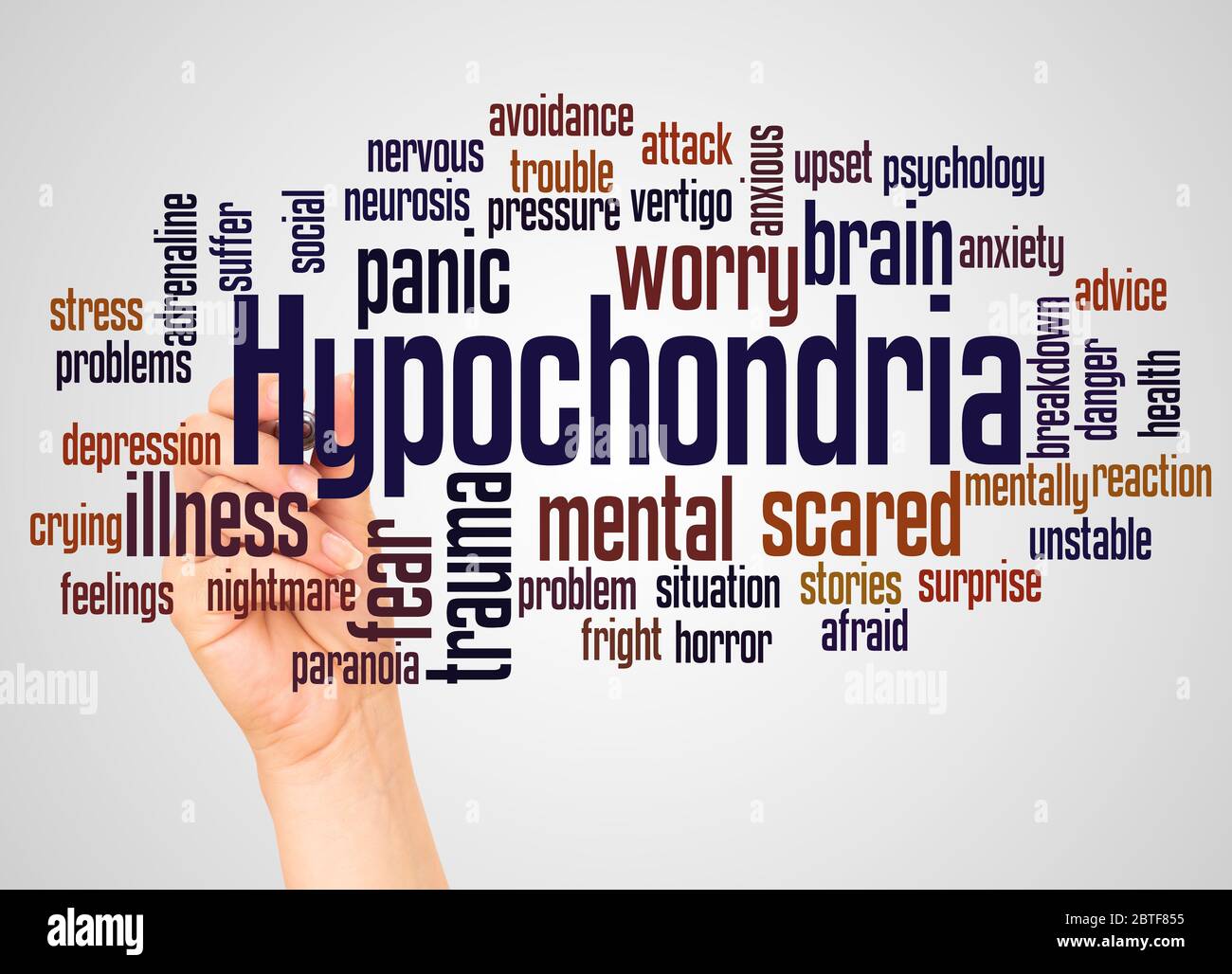 Hypochondria fear of illness word cloud and hand with marker concept on ...