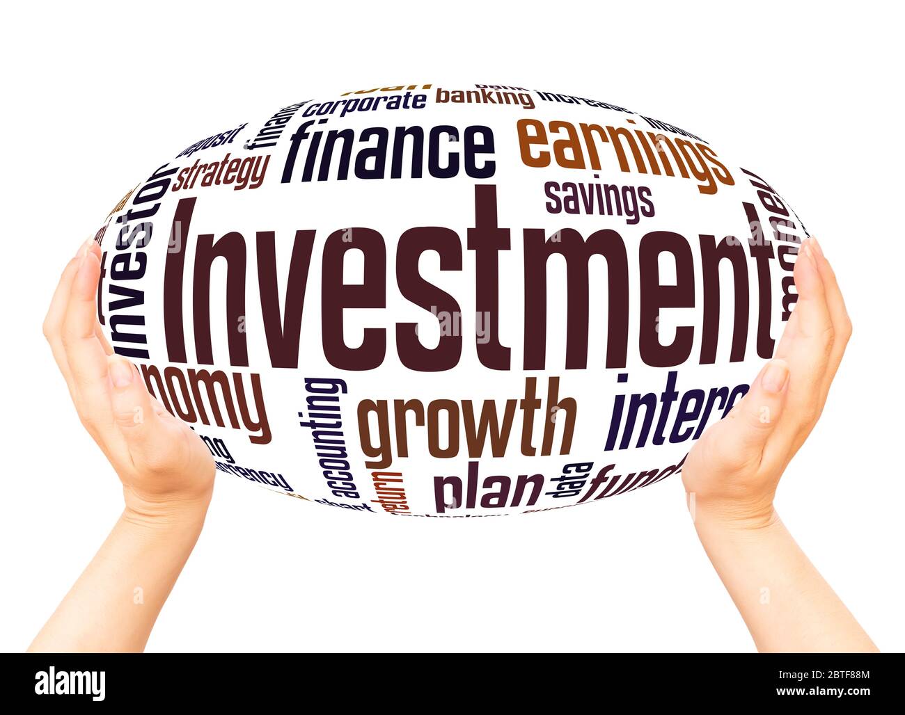 Investment word hand sphere cloud concept on white background Stock ...
