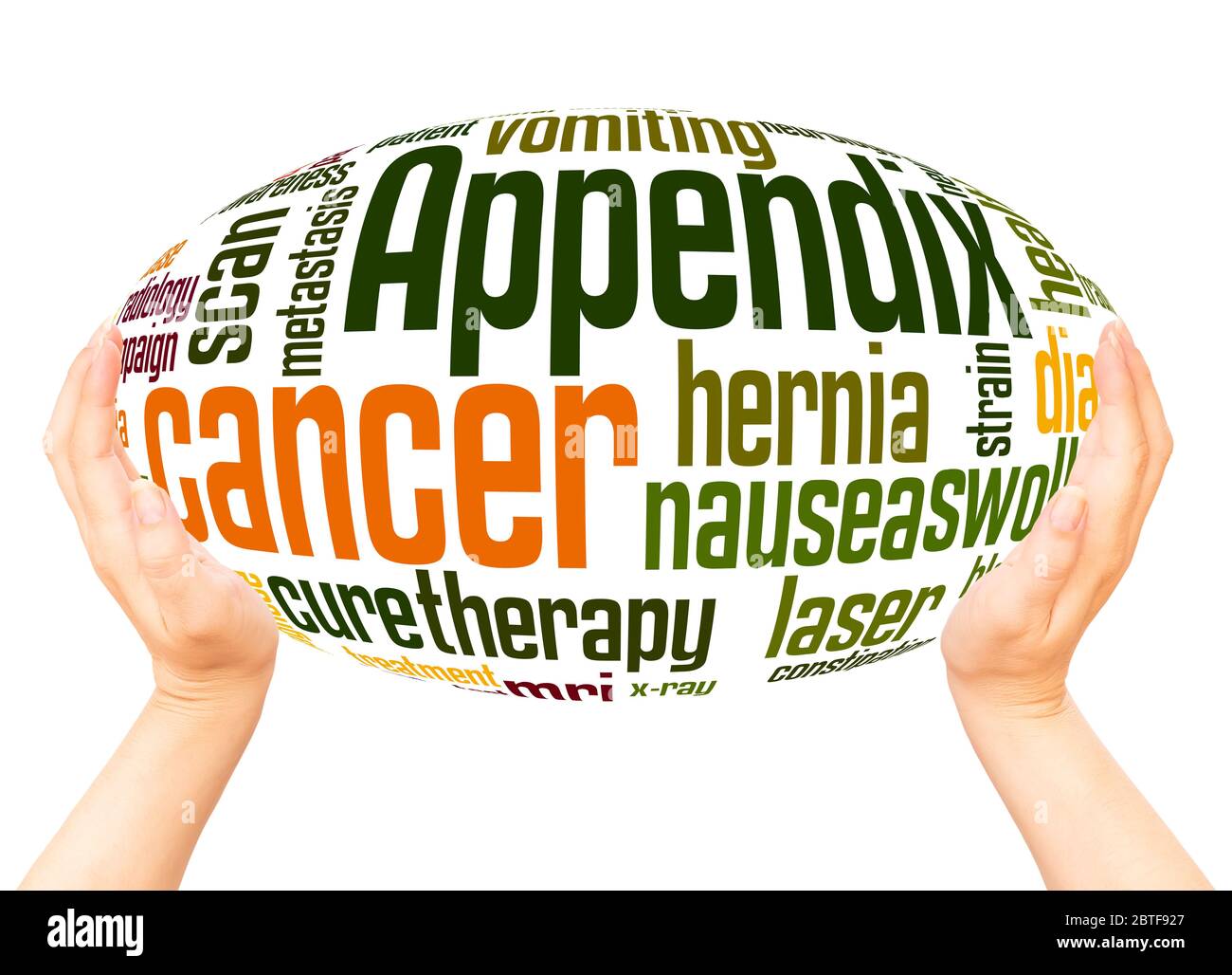 Appendix cancer word hand sphere cloud concept on white background ...