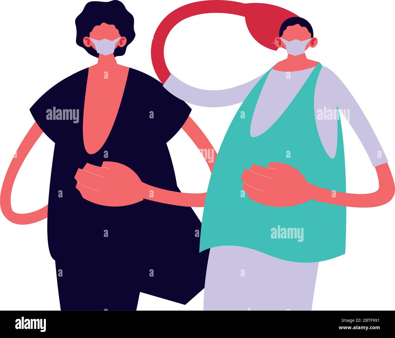 Urban men cartoons with masks and casual cloth design of Medical care ...