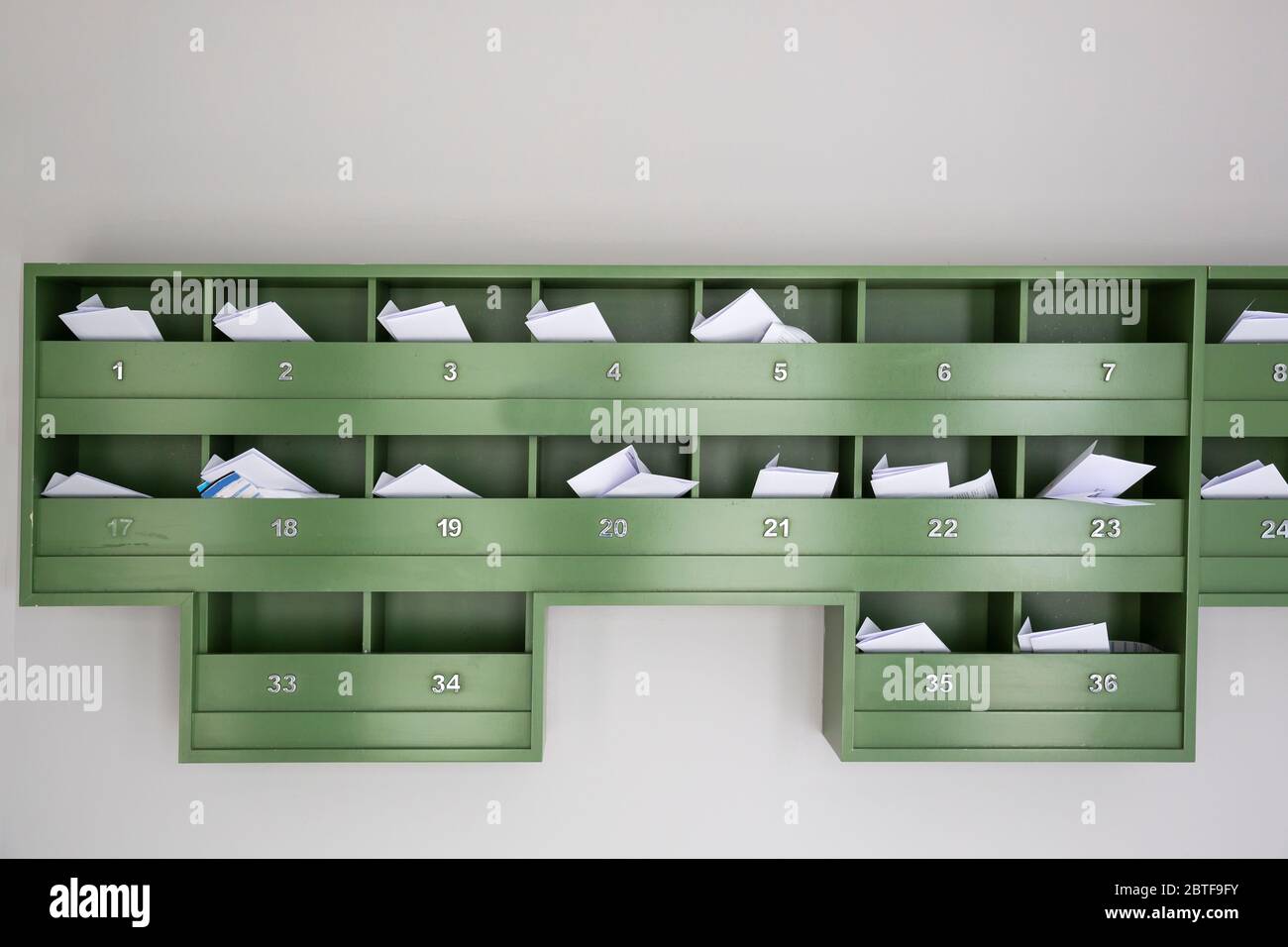 wooden Mailbox on condominium , Resident, apartment service. Letter box ...