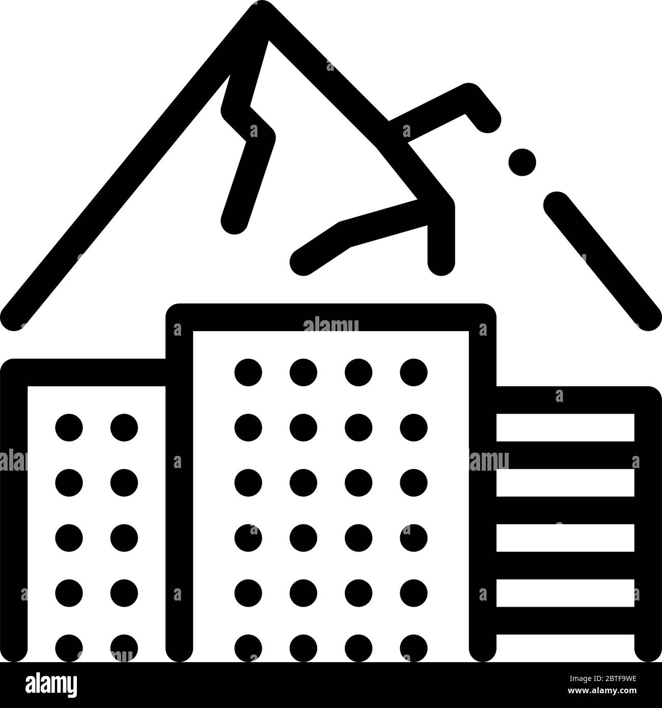 high-rise buildings among mountains icon vector outline illustration ...