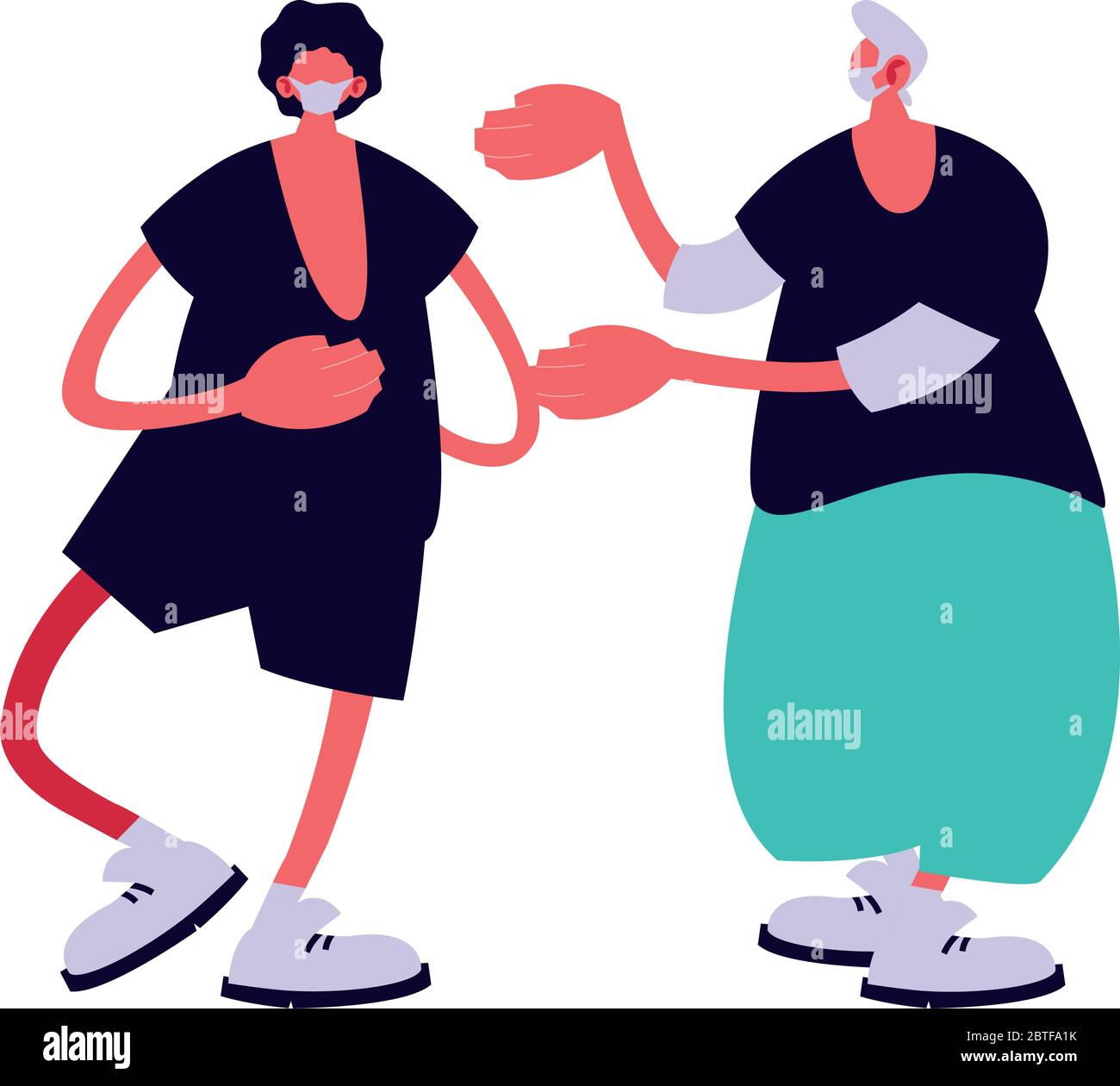 Urban men cartoons with masks and casual cloth design of Medical care ...