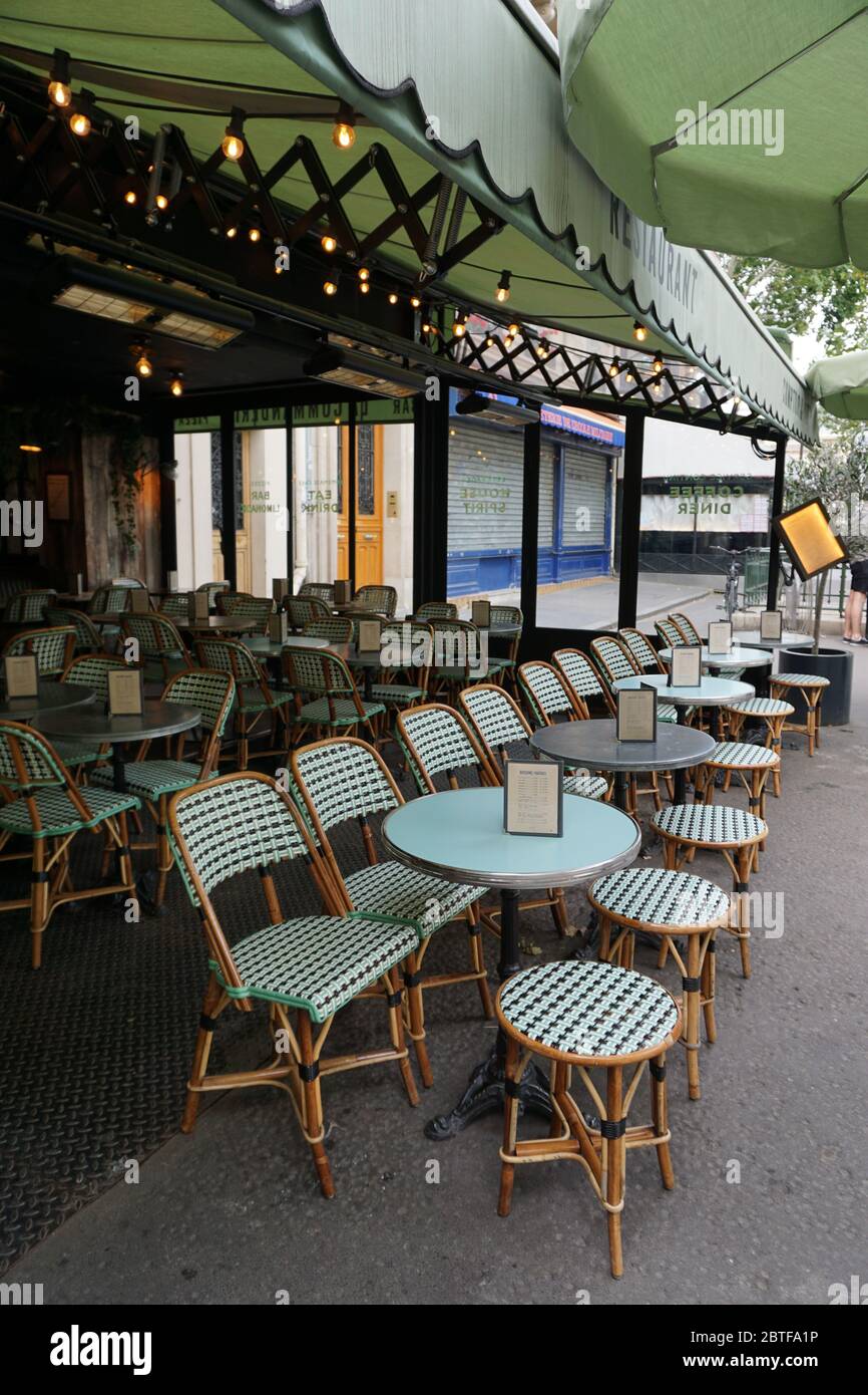 old cafe terrasse in Paris, France Stock Photo - Alamy