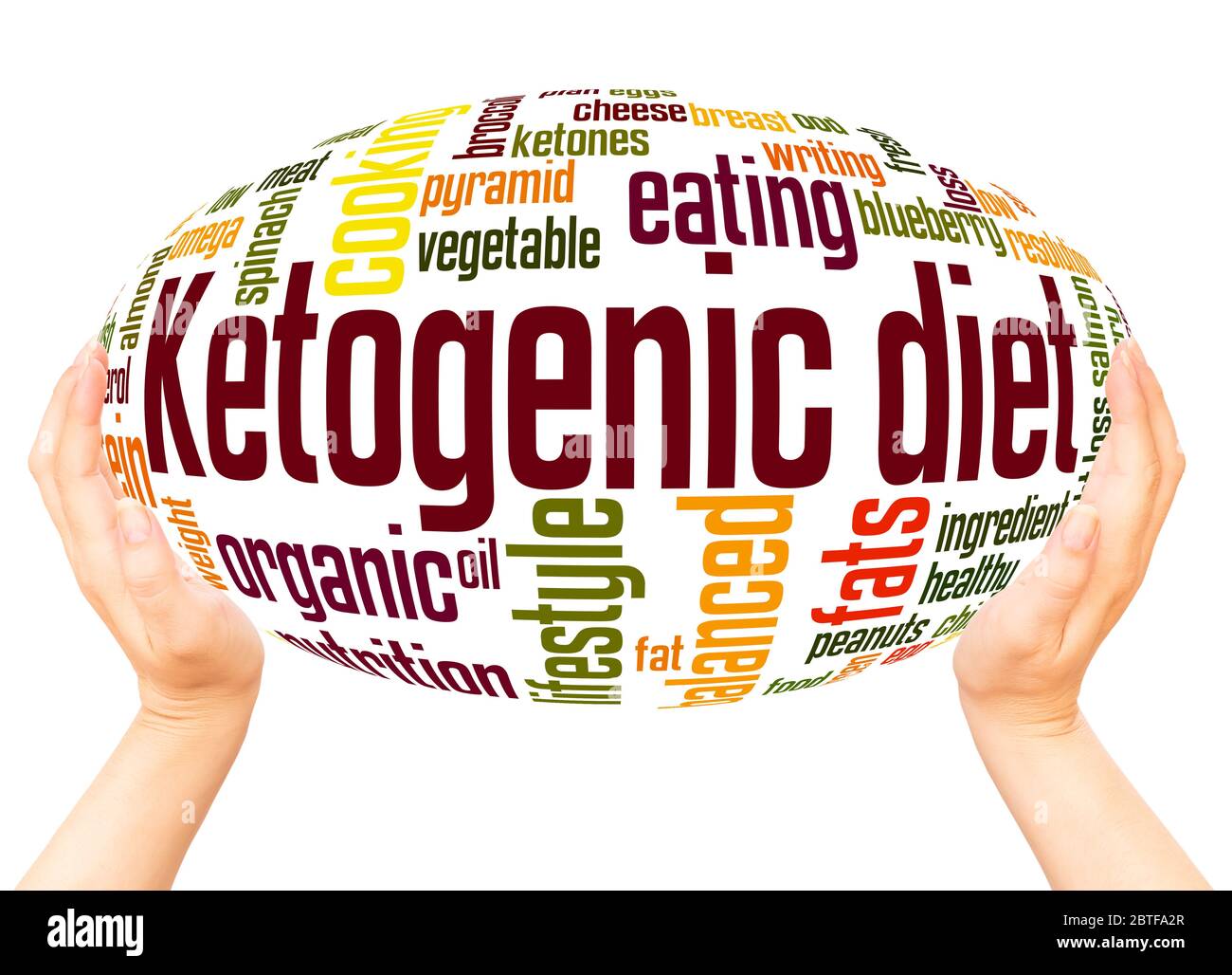 Ketogenic diety word hand sphere cloud concept on white background ...