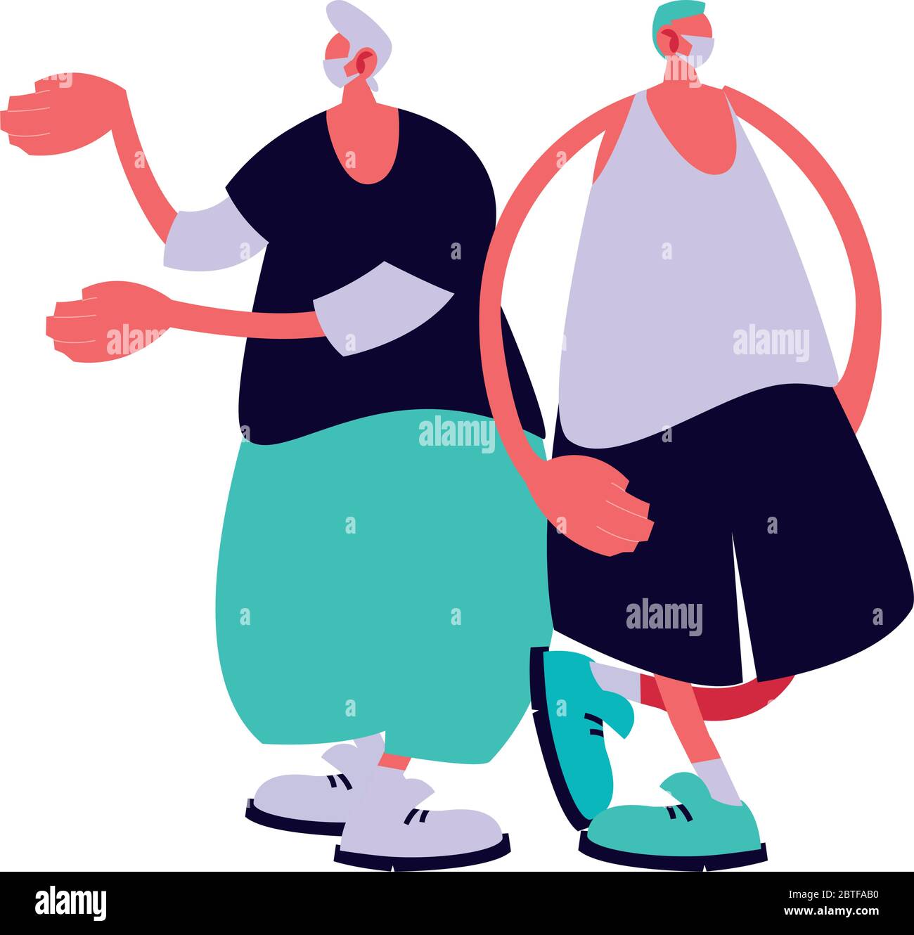 Urban men cartoons with masks and casual cloth design of Medical care ...