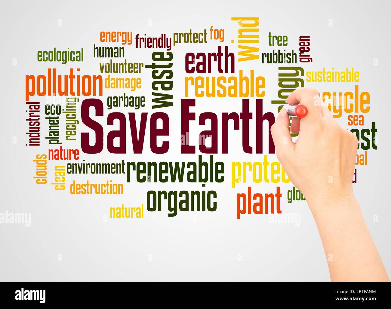 Save Earth word cloud hand writing concept on white background Stock ...