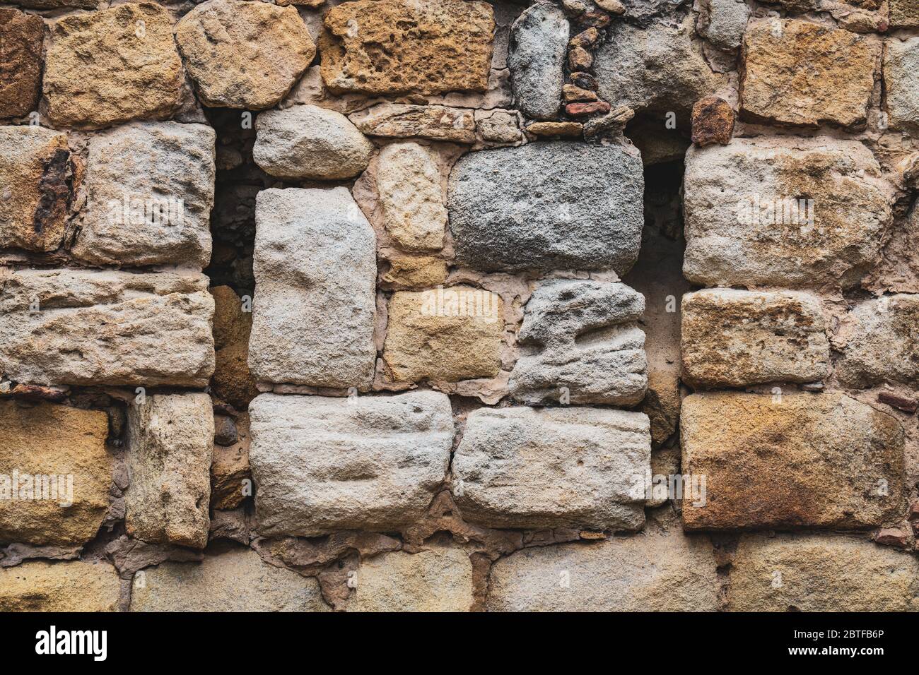 Historical stone wall built with natural calcareous rocks-blocks Stock ...