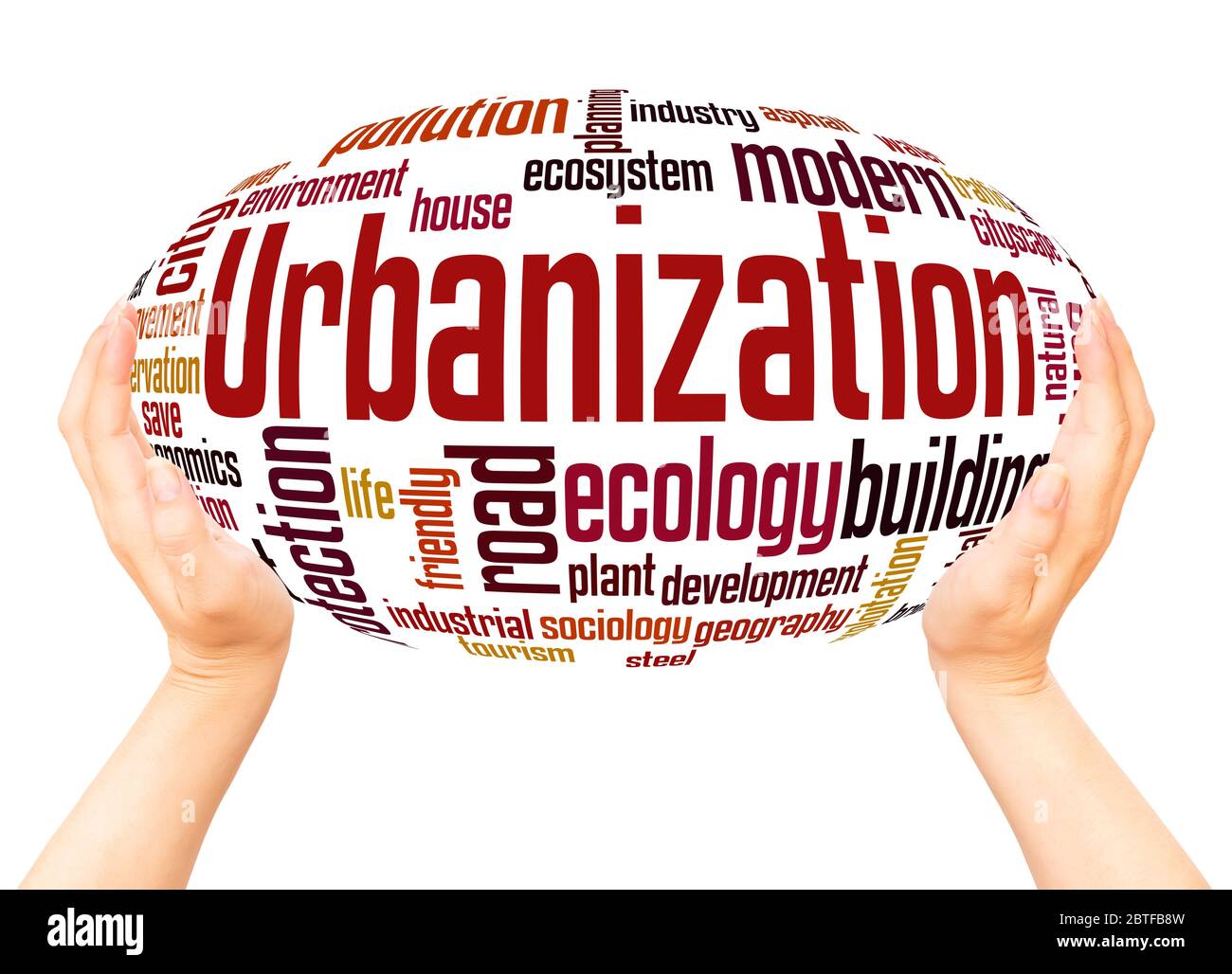 Urbanization word hand sphere cloud concept on white background Stock ...