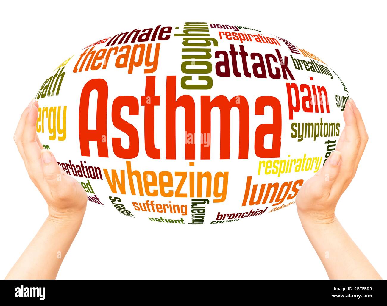 Asthma word hand sphere cloud concept on white background Stock Photo ...