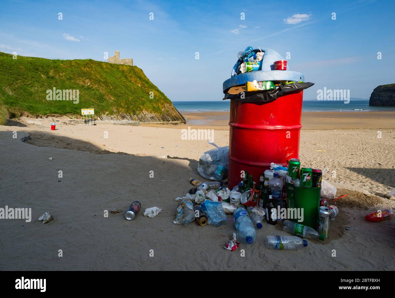 Ballybunion, Ireland - 5th June 2016: Scenic beach polluted with ...