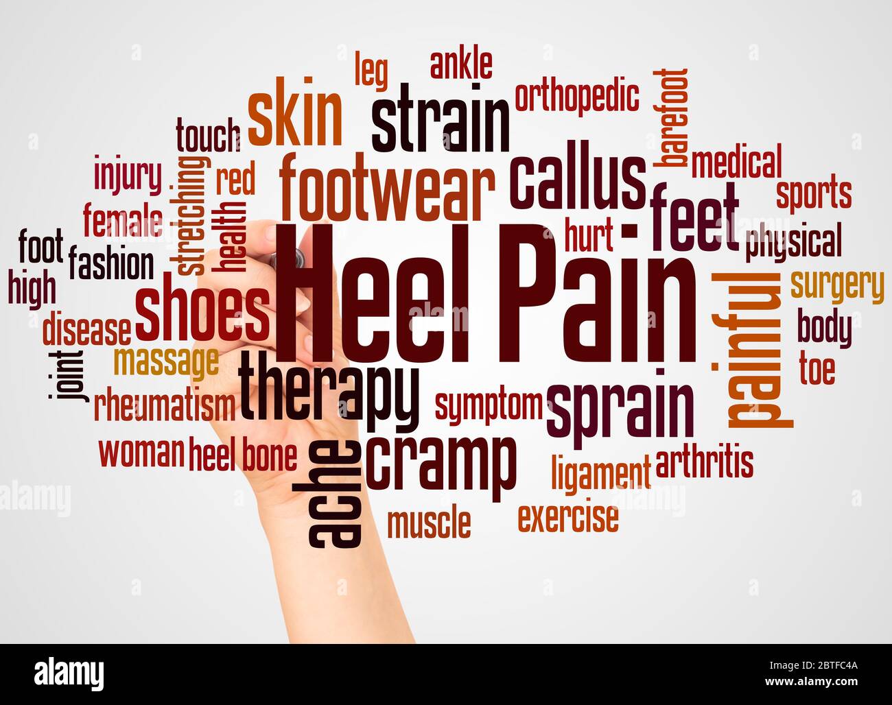 Heel Pain word cloud and hand with marker concept on white background ...