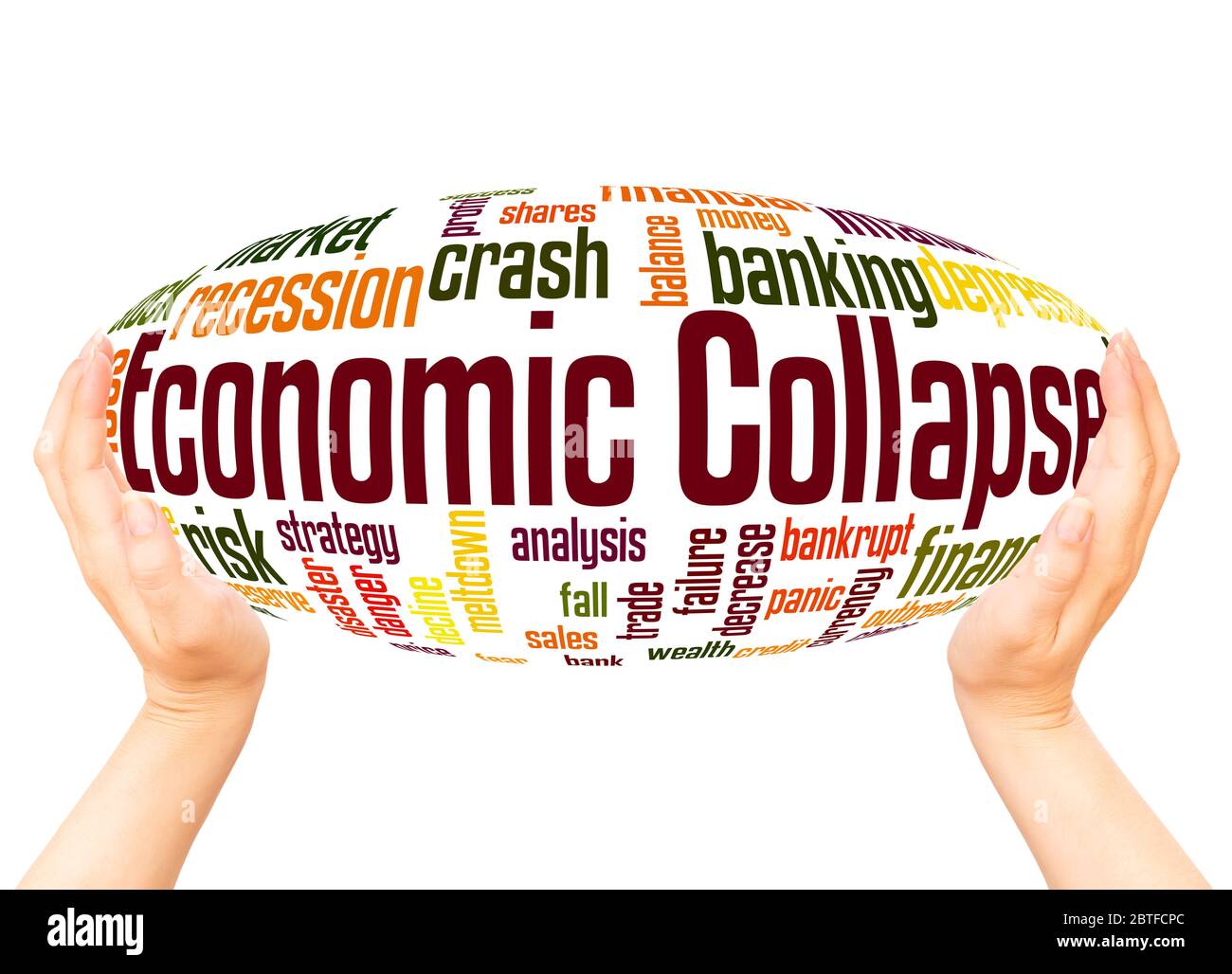 Economic Collapse word hand sphere cloud concept on white background ...