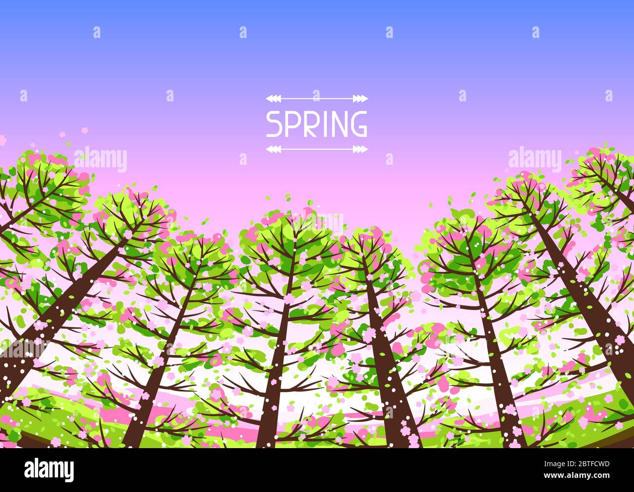 Spring forest background with stylized trees Stock Vector Image & Art ...