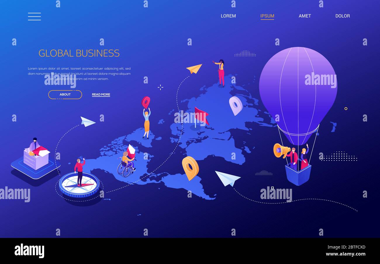 Global business - modern colorful isometric web banner Stock Vector ...