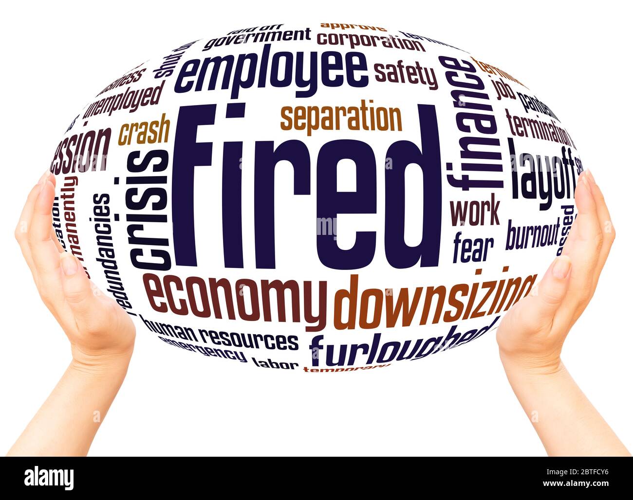 Fired word hand sphere cloud concept on white background Stock Photo ...