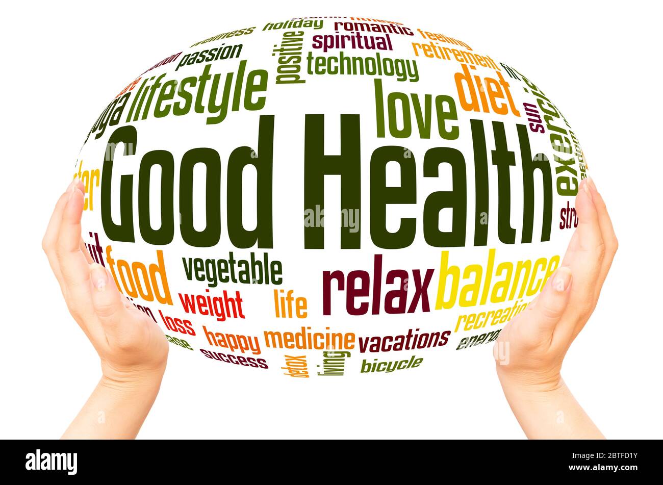 Good Health word hand sphere cloud concept on white background Stock ...