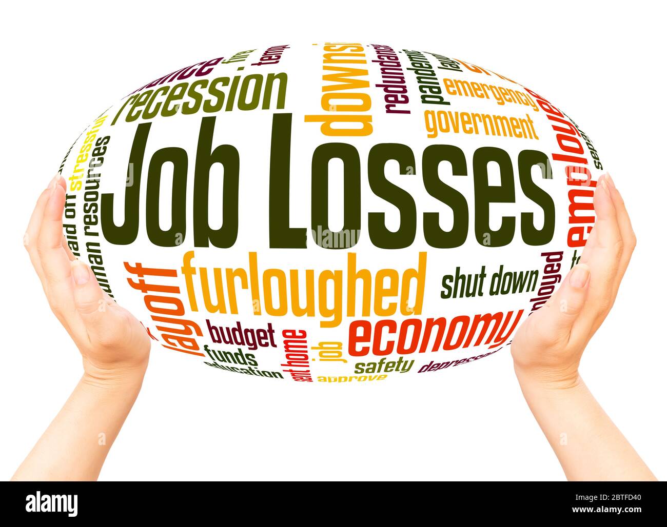 Job losses word hand sphere cloud concept on white background Stock ...