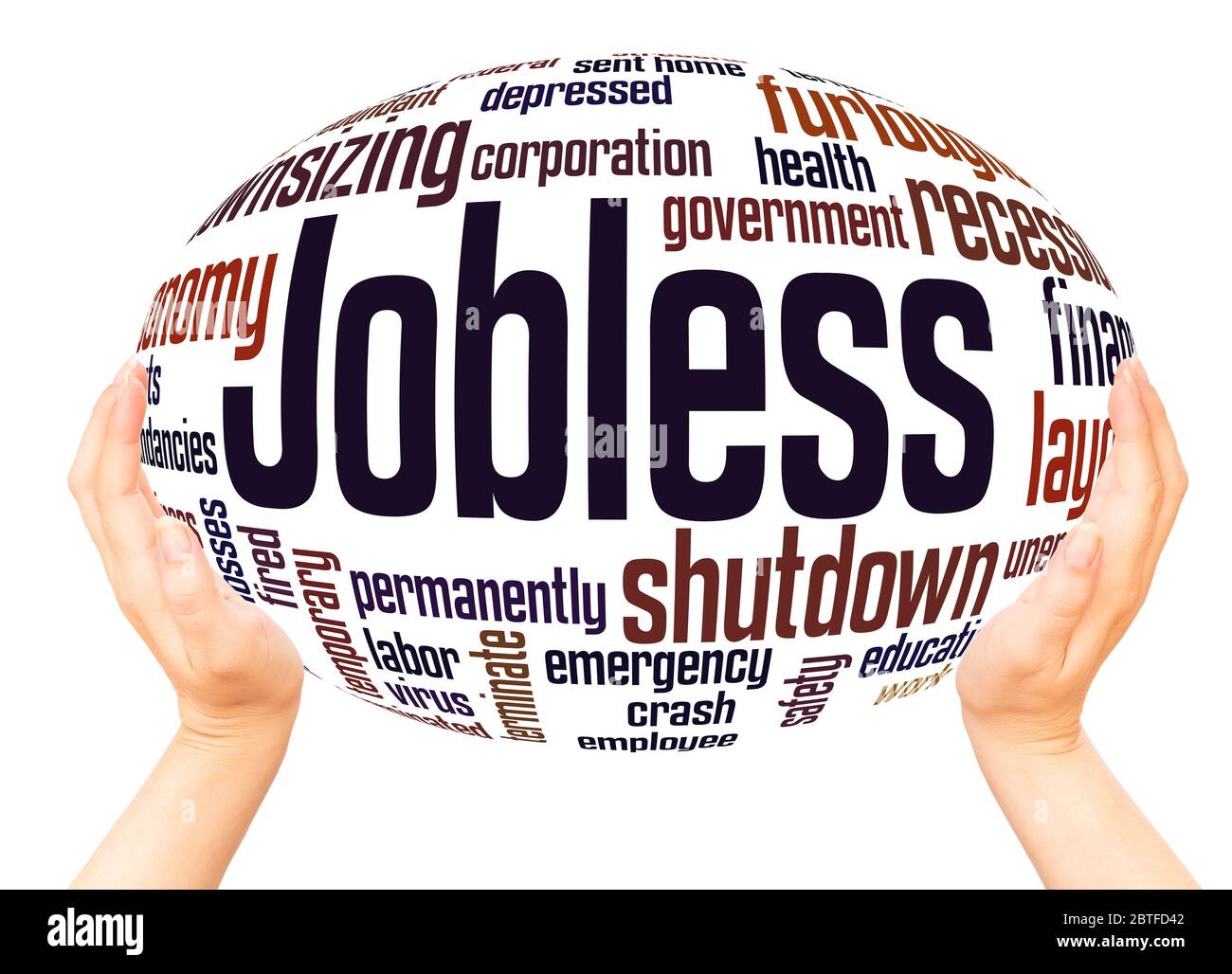 Jobless word hand sphere cloud concept on white background Stock Photo ...