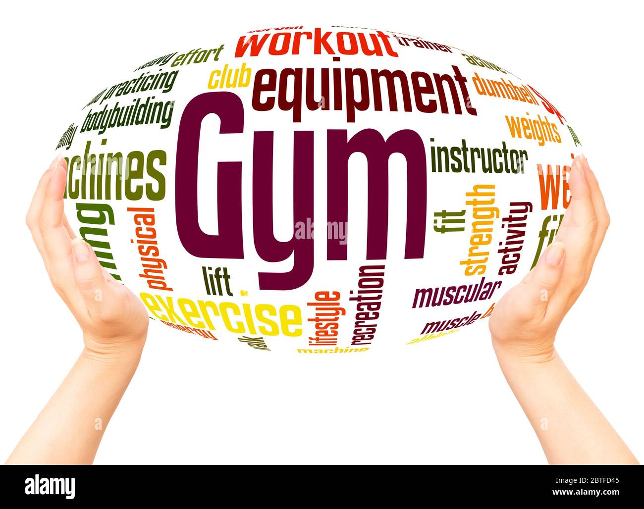 Gym word hand sphere cloud concept on white background Stock Photo - Alamy
