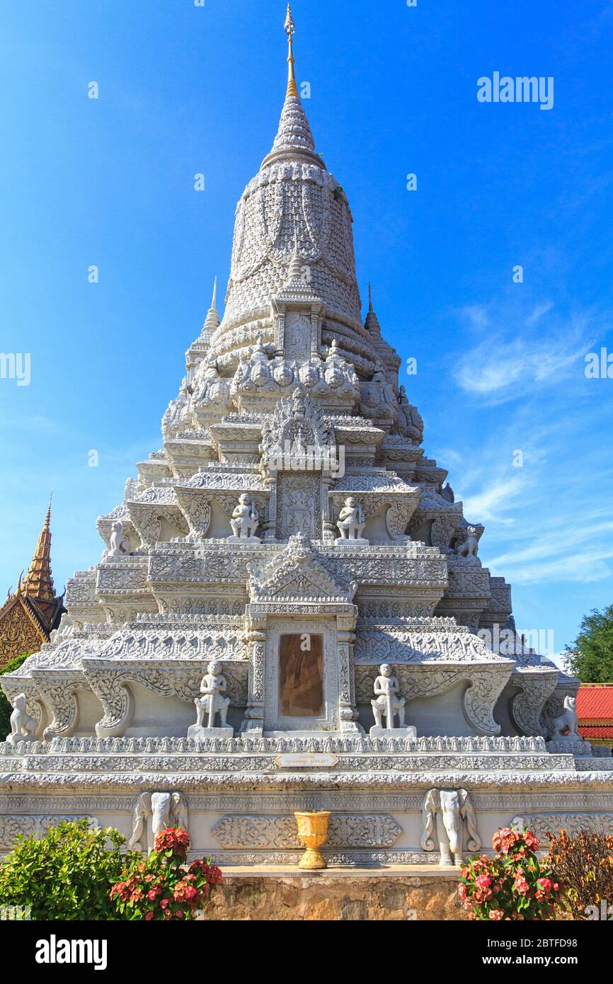 Stupa at Silver Pagoda in Phnom Phen, Cambodia, built to house the ...