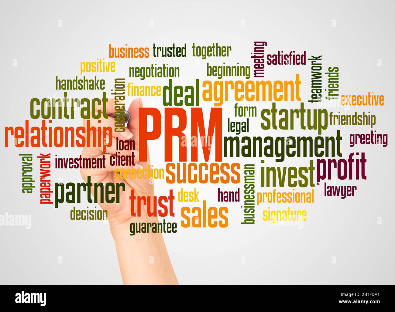PRM - partner relationship management word cloud and hand with marker ...