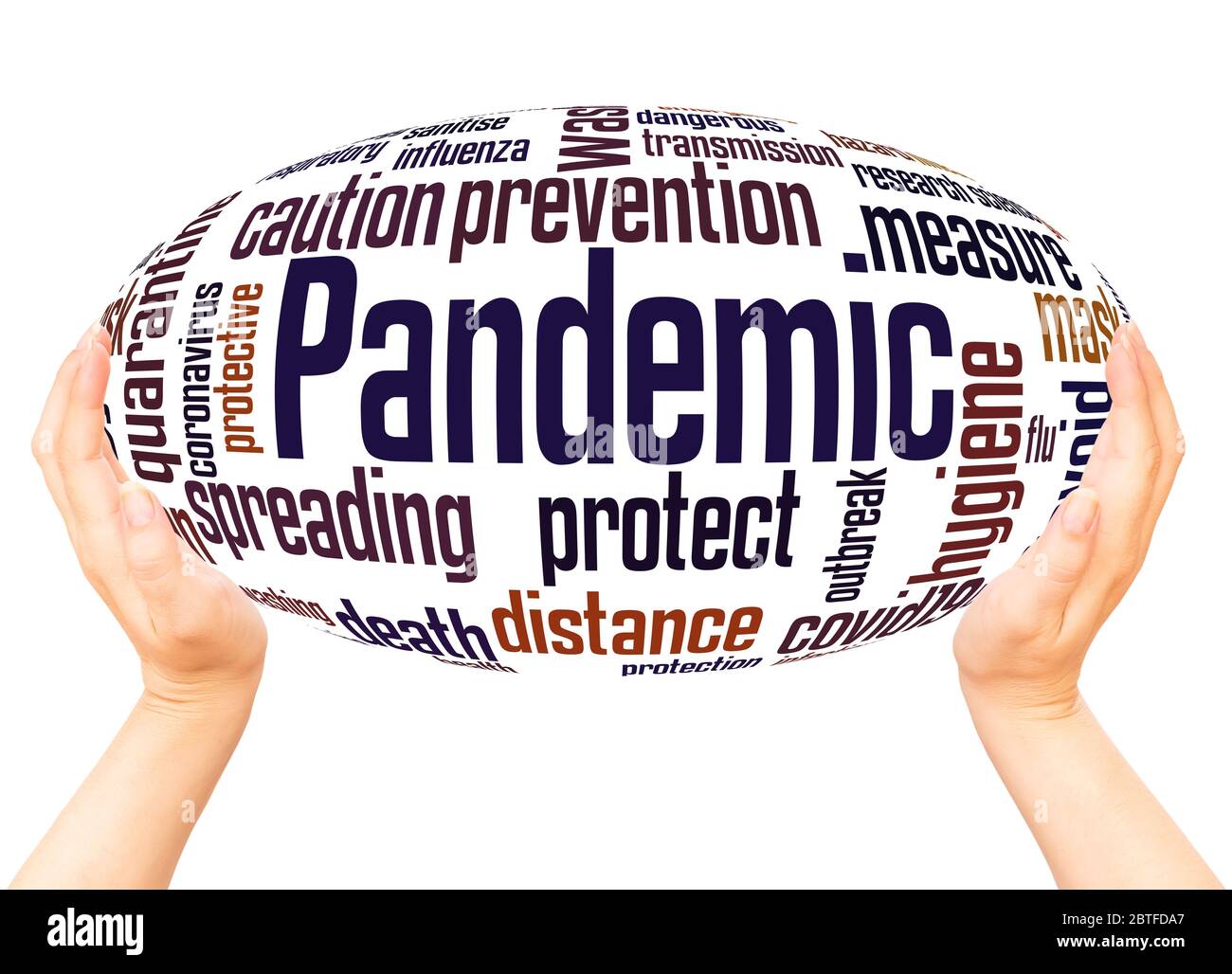 Pandemic word hand sphere cloud concept on white background Stock Photo ...