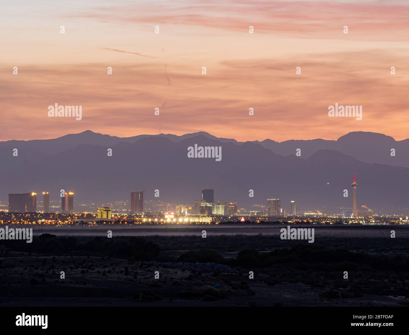 Beautiful sunset of the Las Vegas Strip at Nevada Stock Photo - Alamy