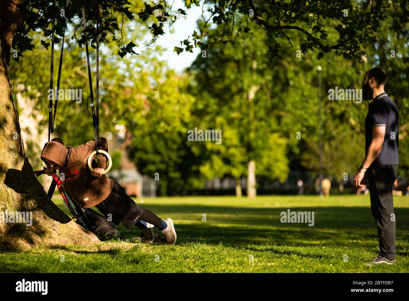 Exercise in the park Stock Photo - Alamy