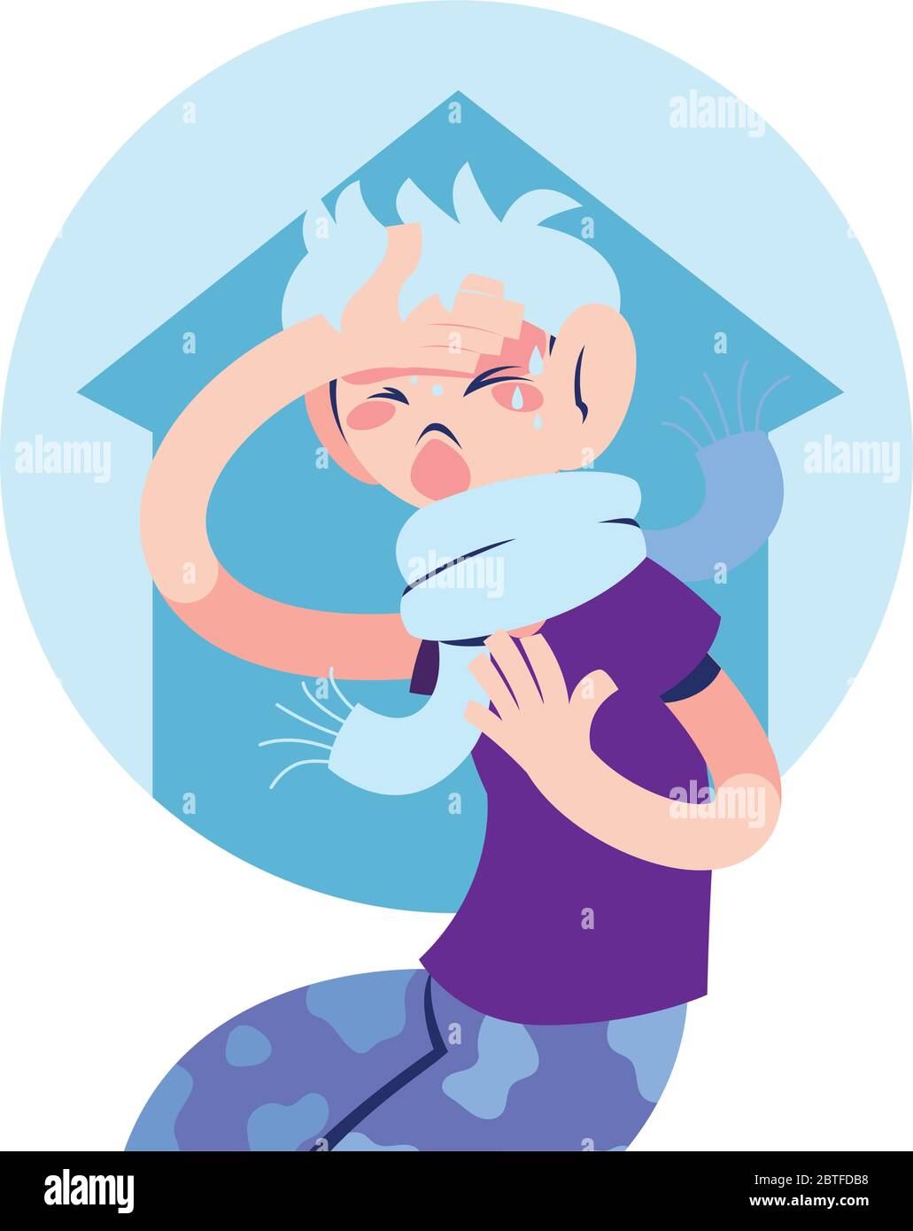 man with virus at home vector illustration design Stock Vector Image ...