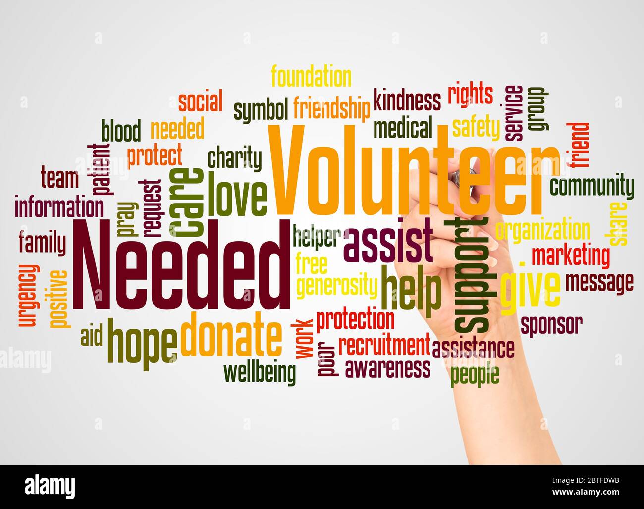 Volunteer Needed word cloud and hand with marker concept on white ...