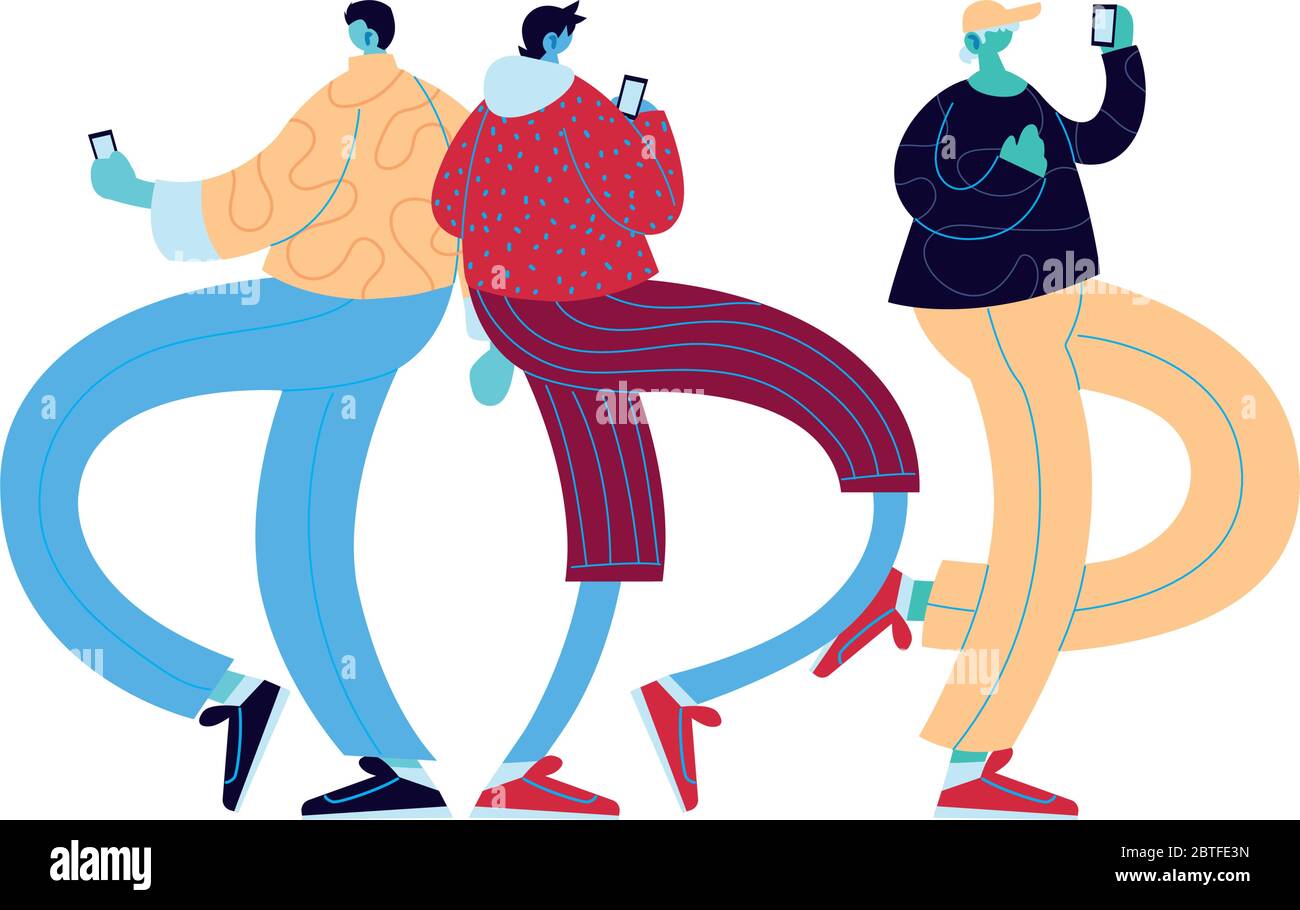 Men cartoons with smartphones chatting design, Message chat and ...