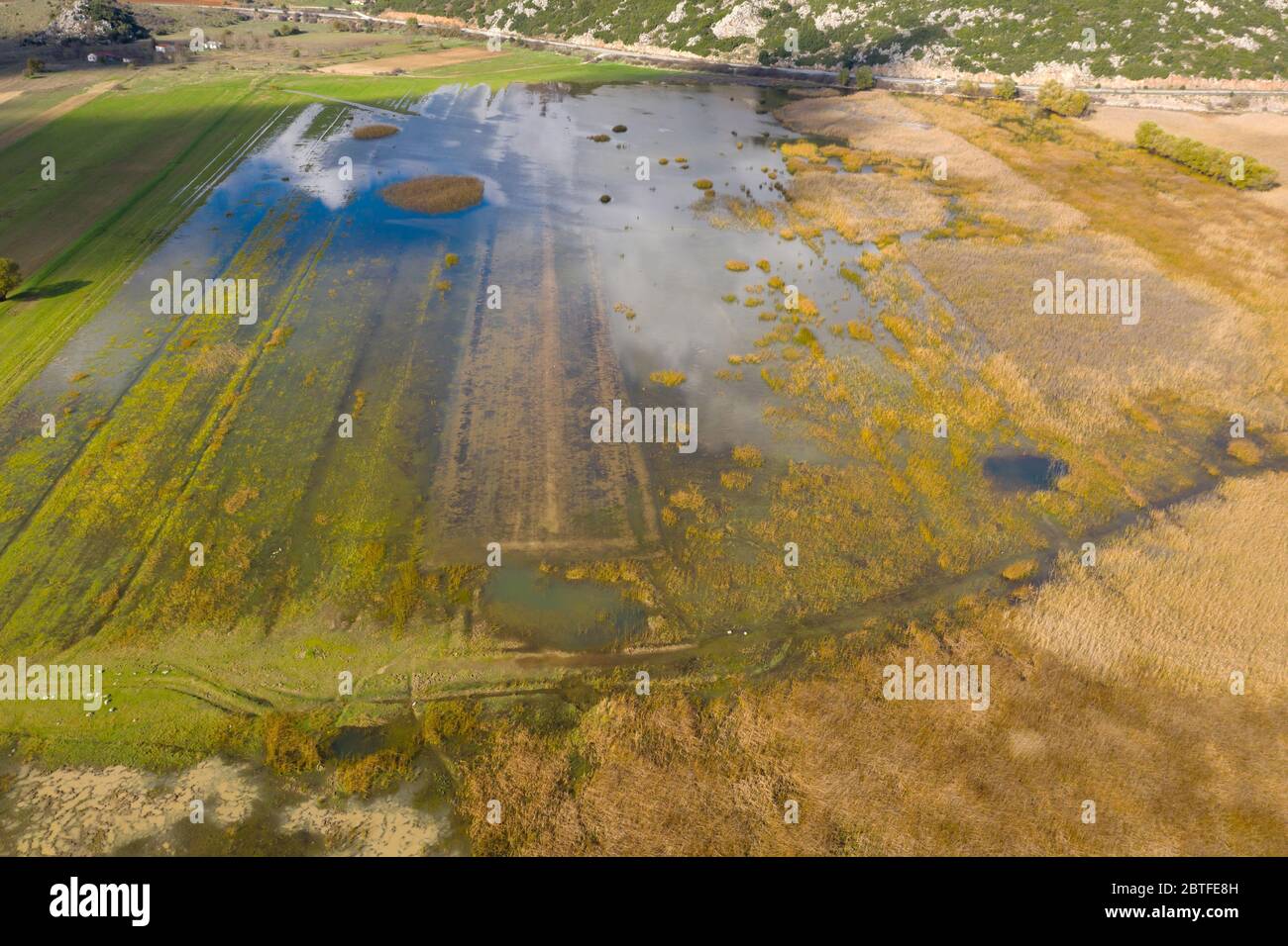 Aerial view of Stymphalia lake located in Peloponnese, Greece Stock ...
