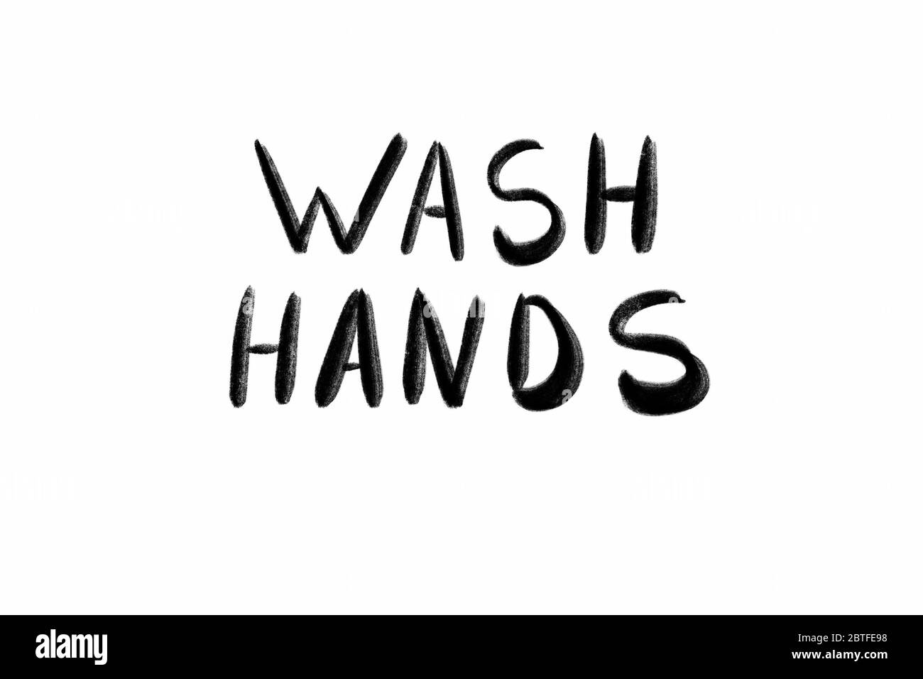 wash hands Hand written text - lettering isolated on white. Coronovirus ...