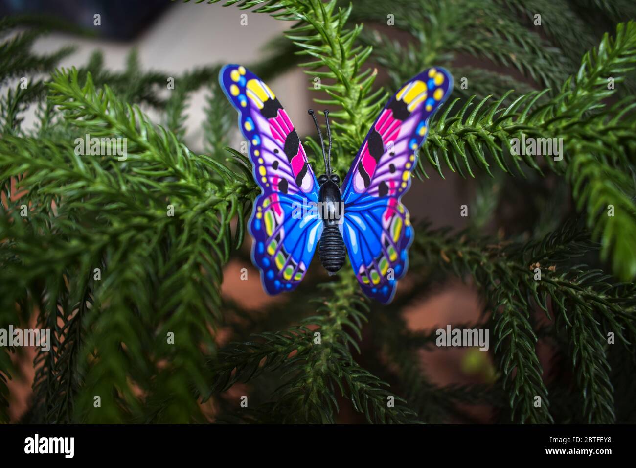 Cute blue and yellow diy butterfly, Artificial fake plastic butterfly ...