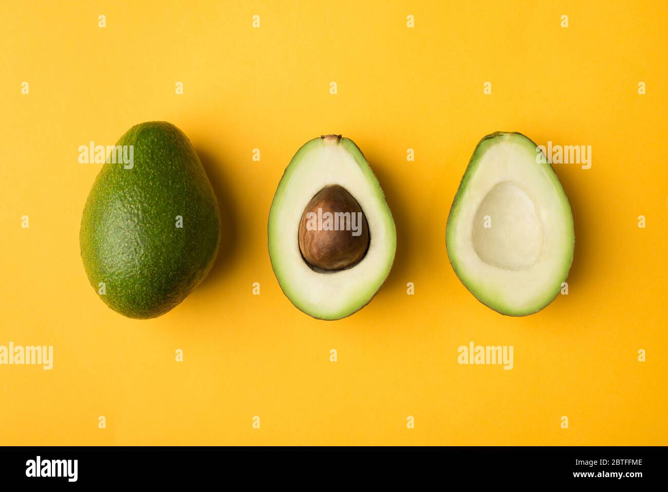 Top above overhead view close-up photo of avocado row isolated on ...