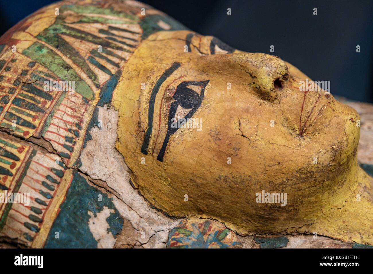anthropomorphic mummy coffin, painting detail, Gregorian Egyptian ...