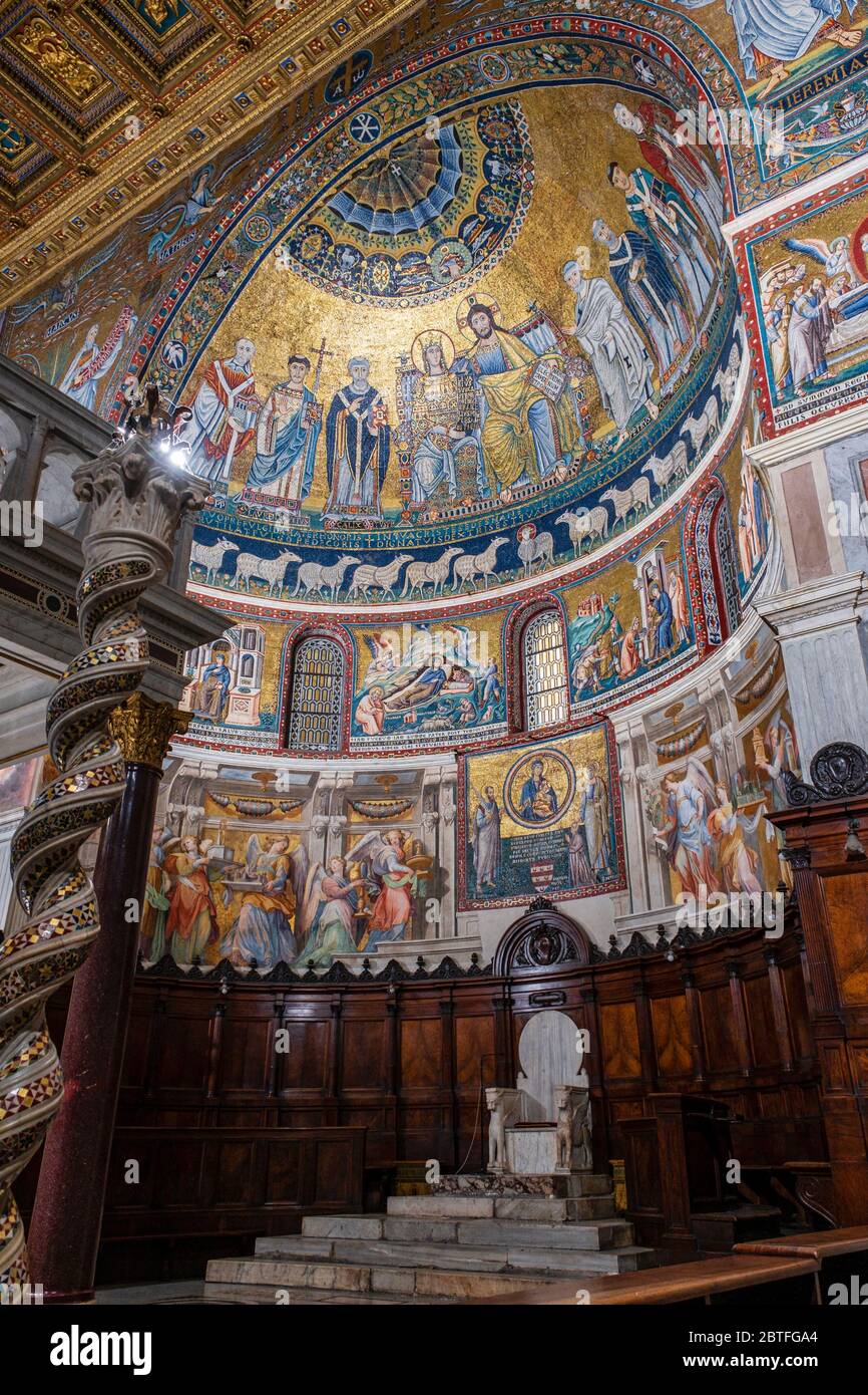 apse, mosaic with the Coronation of the Virgin, 12th century, work of Pietro Cavallini, The ...